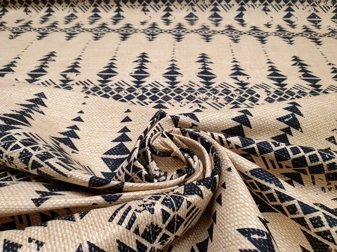 Black and Beige Tribal Aztec Fabric - Havana Concept