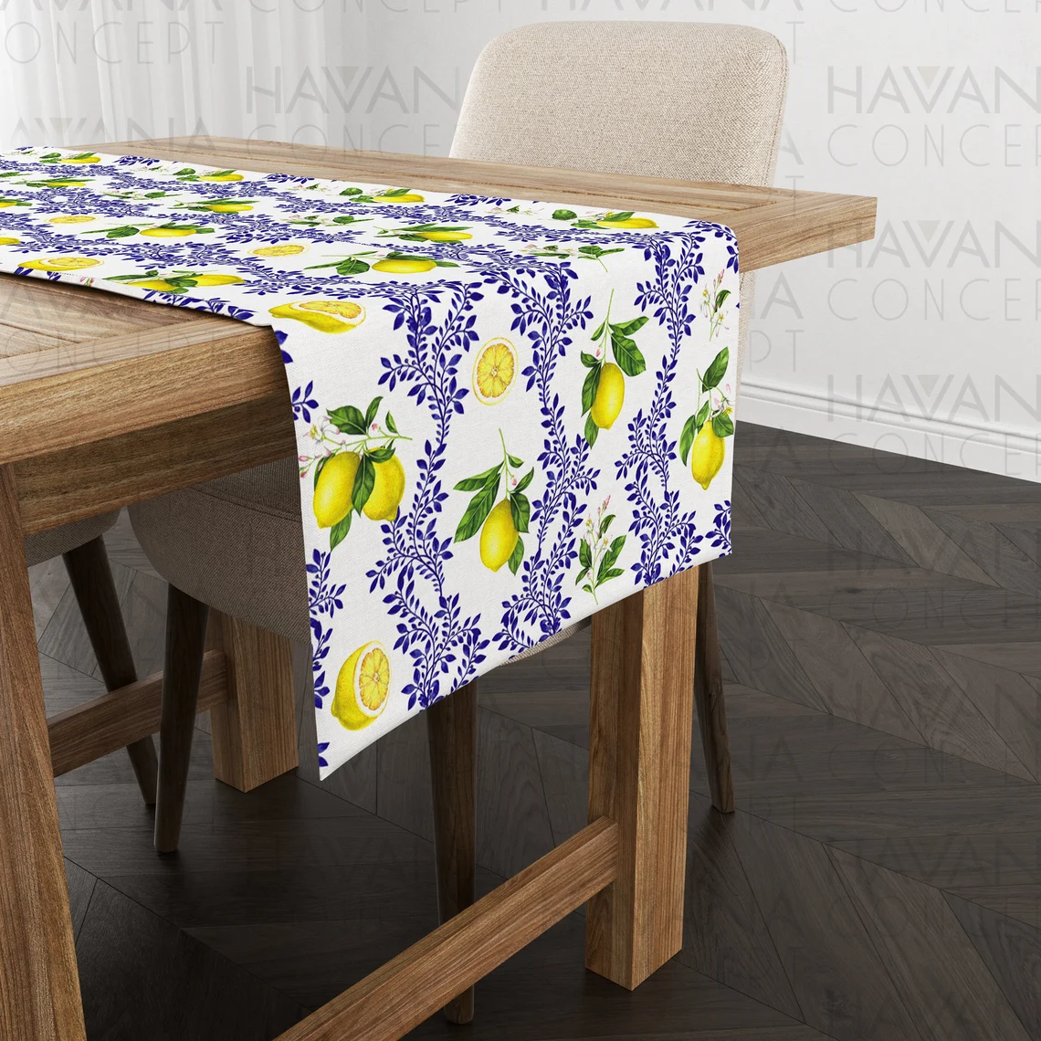 Floral Majolica Lemon Table Runner - Havana Concept