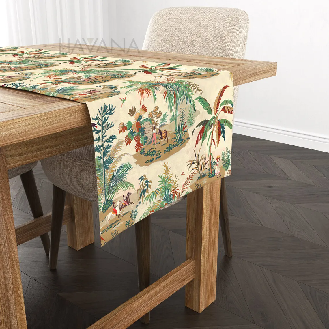 Martinique Island Toile Table Runner - Havana Concept
